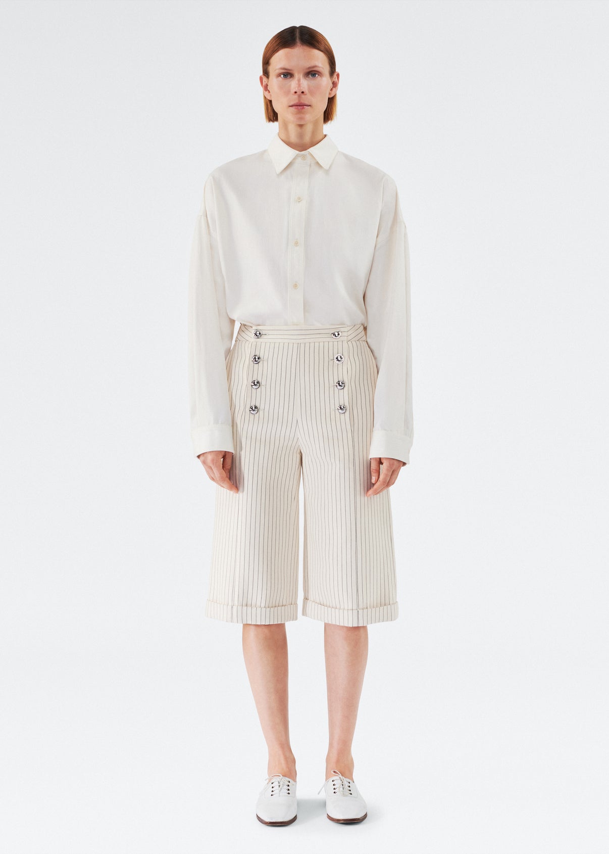 Devon Short | High-Waisted Pinstripe Sailor Detail – Adam Lippes